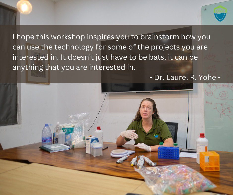 Dr. Laurel Yohe, shares her backpack lab with researchers on the other ...